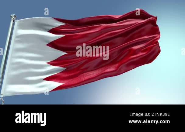 4k render Bahrain Flag video waving in wind. Bahrain Flag Wave Loop ...