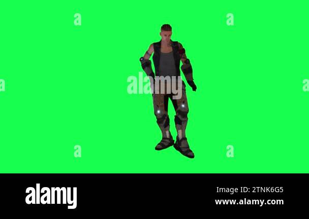 Terrorist cartoon man dancing from opposite angle on green screen 3D ...