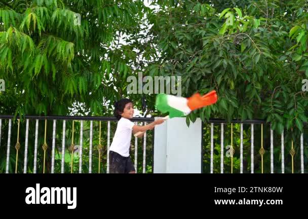 Celebrating Independence or Republic day, Indian kids holding, waving ...