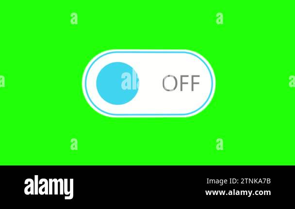 Video footage of a virtual on/off button on chroma key. Rendering ...