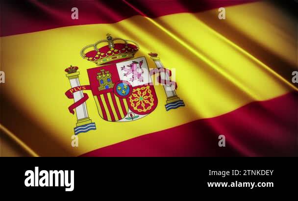 Spain realistic national flag seamless looped waving animation Stock ...