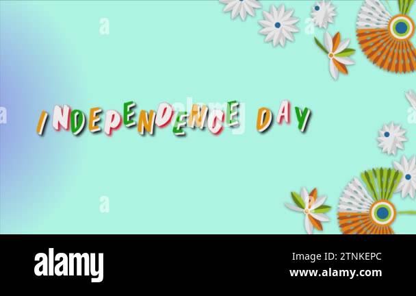 Indian Text With Tricolor Flower Animation On Multi Color Background ...