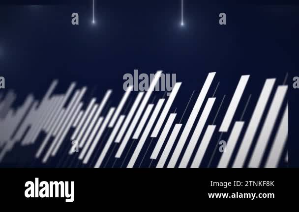 Animation of graphs over moving dots forming lines against black ...