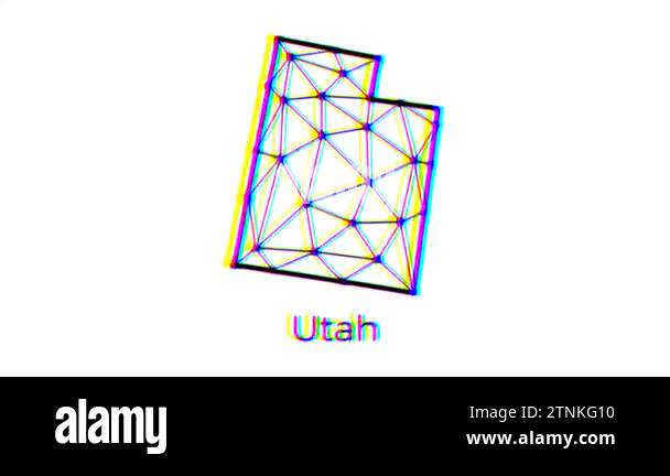 Utah state map animation in polygonal style with glitch effect, 4k ...