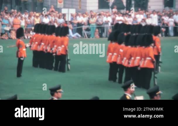 Groups of Royal Canadian Mounted Police Guards moving simultaneously in ...
