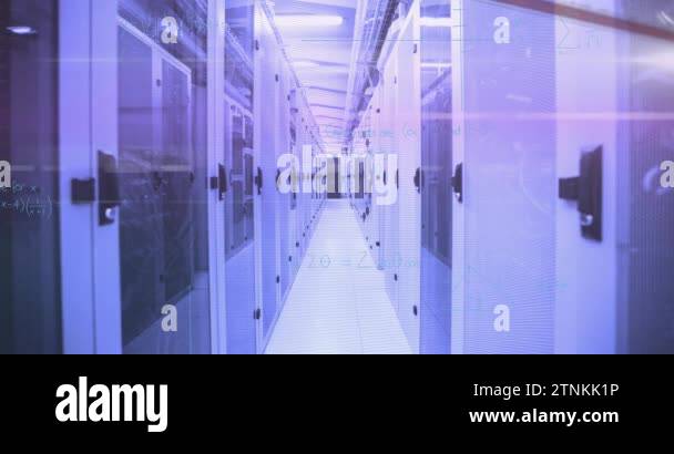 Animation of numbers, computer language and mathematical equations over ...