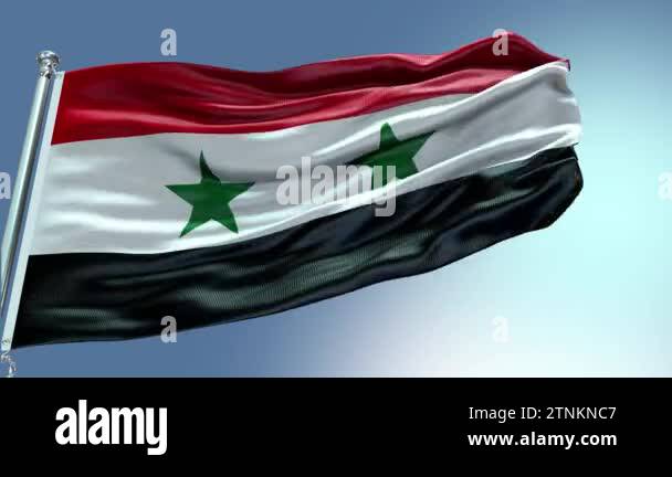 4k render Syria Flag video waving in wind. Syria Flag Wave Loop waving ...