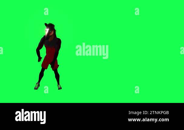 Brown 3D cartoon horse in red tracksuit doing robot dance from front ...