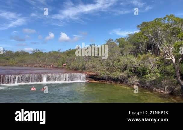 CAPE YORK, QLD - JUNE 14 2023:Australian tourists people swimming at ...