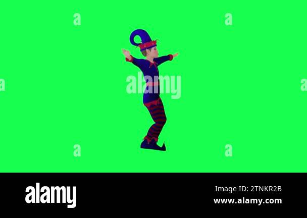 3D animated elf celebrating new year from left angle on green screen 3D ...
