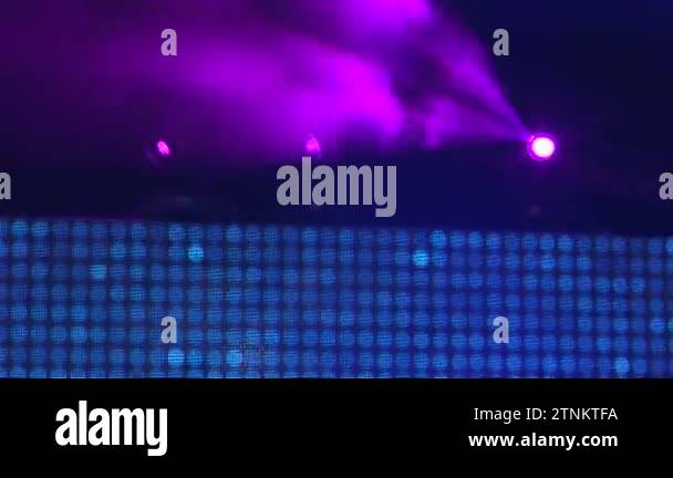 Stage lights at the concert with fog, Stage lights on a console ...