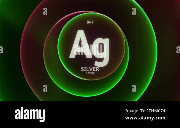Silver as Element 47 of the Periodic Table. Concept animation on ...