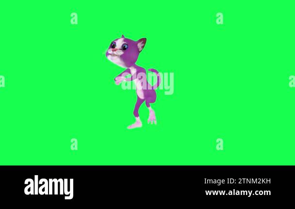 Beautiful purple 3D animated cat dancing salsa from right angle on ...