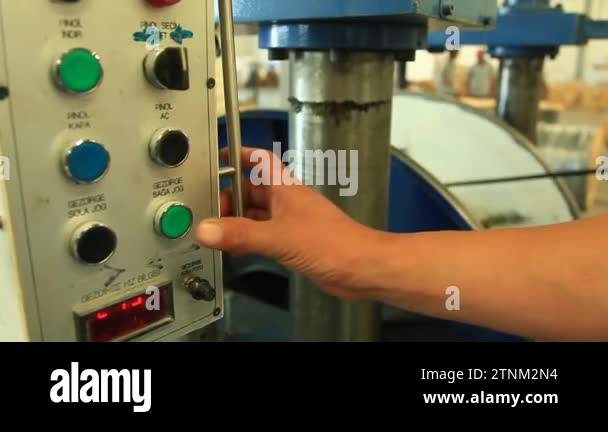 start-stop and adjustment buttons of machines working in the factory ...