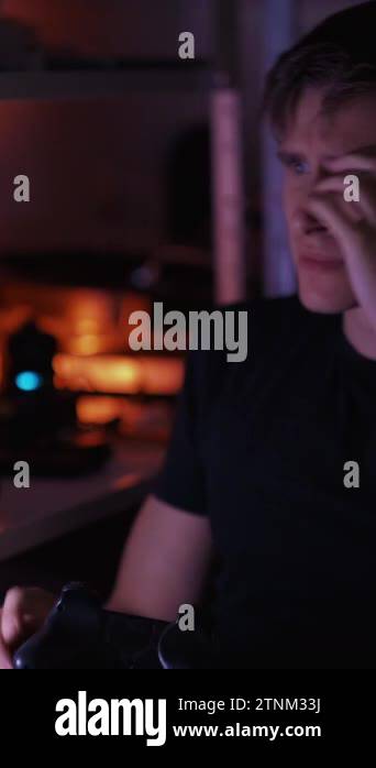 Vertical video. Gamer fail. Desperate man. Cyber competition. Upset ...