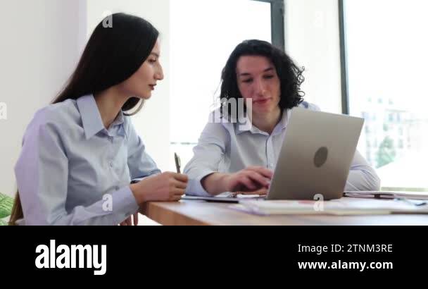 Successful business people working together in office. Starting up ...