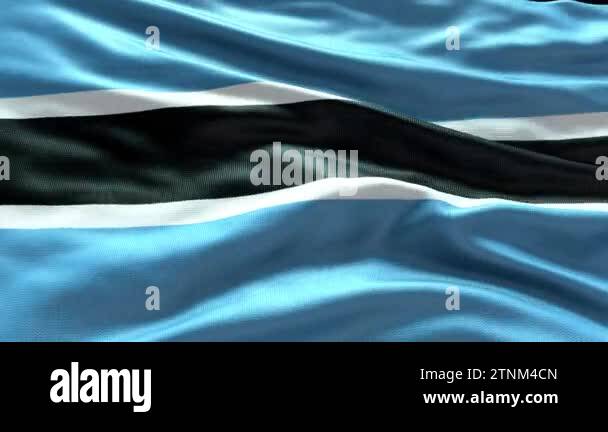 4k render Botswana Flag video waving in wind. Botswana Flag Wave Loop waving in wind. Realistic ...