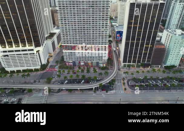 Miami Brickell in Florida, USA. Aerial view of downtown district with ...