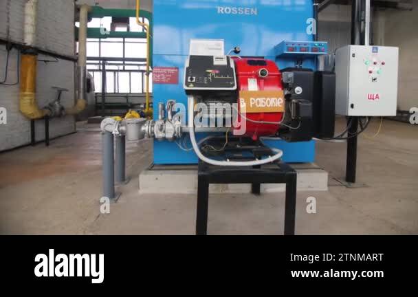 Working motor system in internal premises of hydraulic factory. Water ...