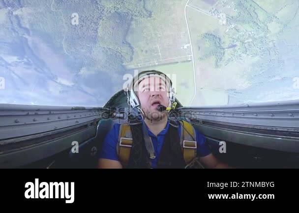 Pilot in the cockpit of a jet aircraft Stock Video Footage - Alamy