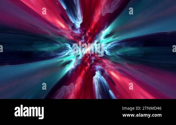 Loop of Abstract 3D hypnotic blue and red hyperspace cloud vortex warp ...
