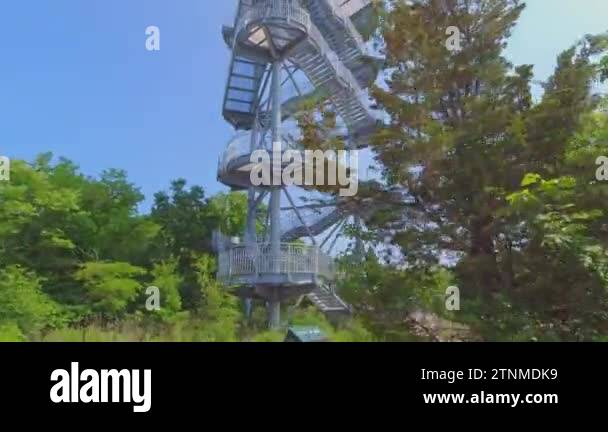 Driving along the trail on visitor tourist train to the Exhibit Area ...