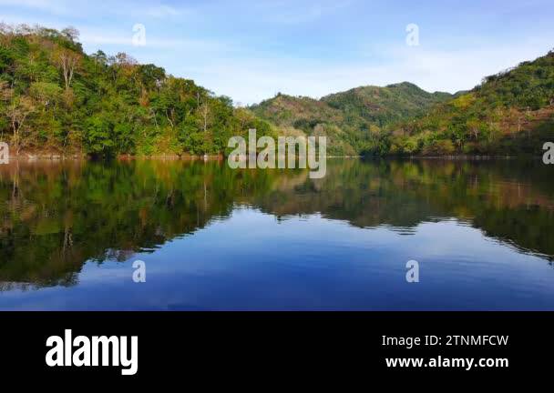A real time clip showing the scenic delights of the mountain lake ...