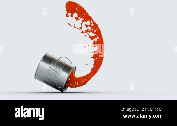 Falling paint can, made in slow motion 3d animation with an alpha matte ...