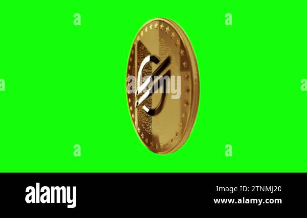 Stellar XLM cryptocurrency isolated gold coin on green screen loopable ...