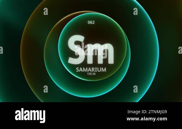 Samarium as Element 62 of the Periodic Table. Concept animation on ...