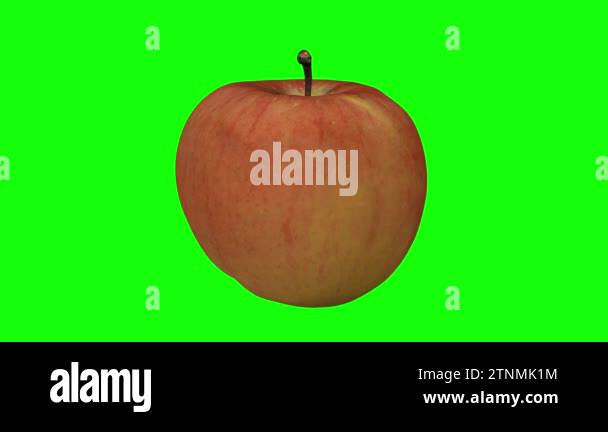 3D render of a rotating Fuji apple on green background (for green ...