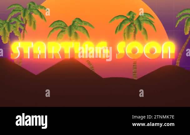 Retro Sunset On Beach Live Stream Starting Soon Screen : Gaming Loop ...
