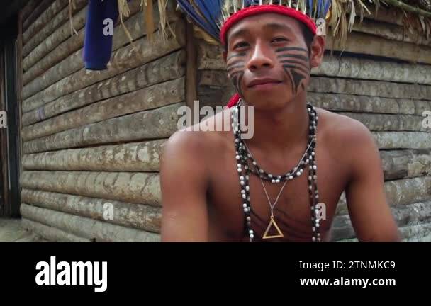 Native Brazilian Man (Indio) a Indigenous Tribe in Brazil Stock Video ...