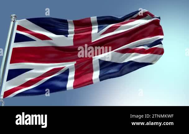 4k render United Kingdom Flag video waving in wind. United Kingdom Flag ...