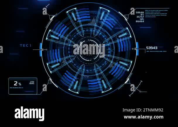 Beautiful Blue Futuristic HUD with Flares and Flashes. Numbers and Code ...