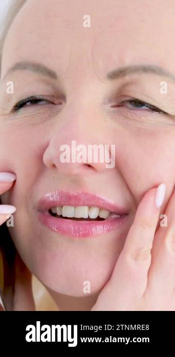 mixed emotions beautiful blonde woman talking on phone waving hand ...