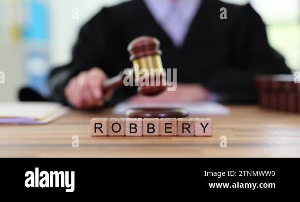 Robbery words gavel judge in court. Deliberate arson and judgment Stock ...