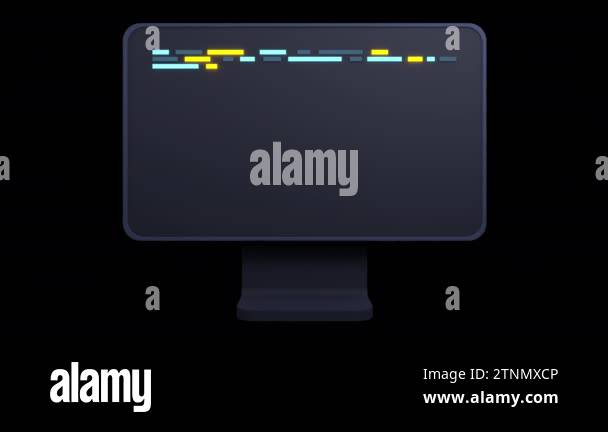 Computer Programming Or Developing Software Animation 3d Rendering Of Flat Monitor Coding 3d