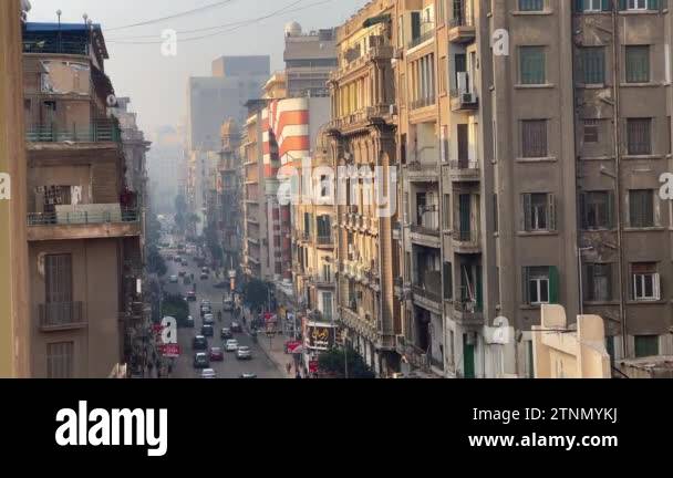 Cairo, Egypt - 2023: typical egyptian architecture buildings and street ...