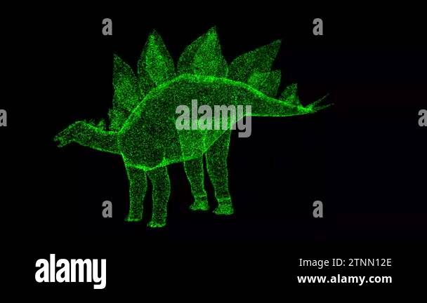 3D dinosaur rotates on black background. Prehistoric dinosaurs ...