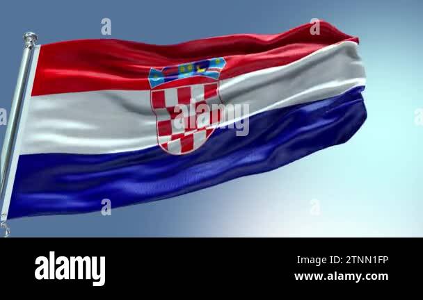 4k render Croatia Flag video waving in wind. Croatia Flag Wave Loop ...