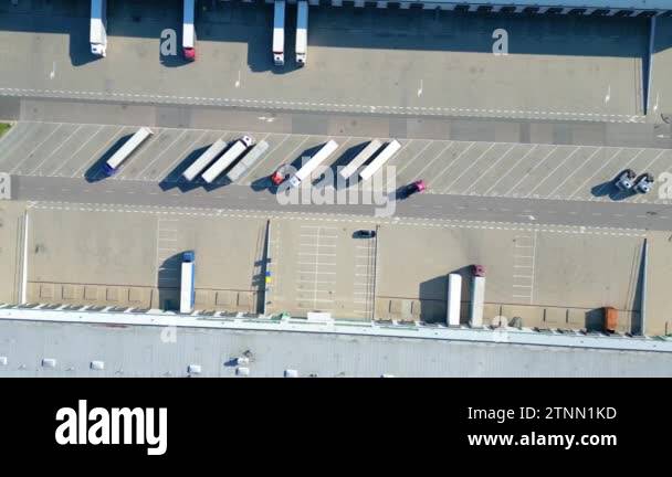 Aerial view of distribution center, drone photo of industrial logistics ...