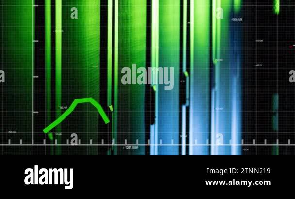 Animation of graphs with changing numbers over data server racks in ...