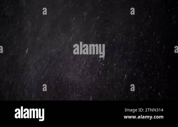 Strong Snowstorm with Wind and Falling Snow Particles on a Black ...