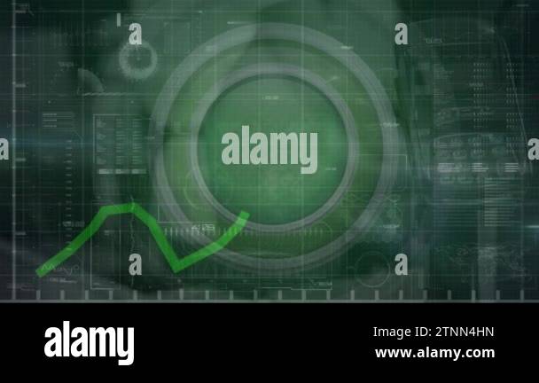 Animation of graph over loading bars, changing numbers against circles, dense clouds in ...