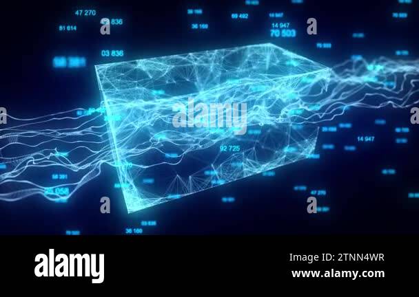 Technology blockchain network connection. Futuristic technology wave. Big data visualization ...