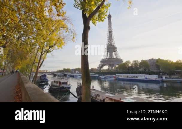 Beautiful view of famous Eiffel Tower one of the most iconic landmarks ...