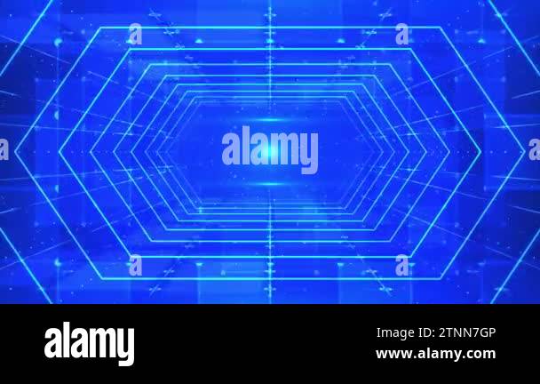 Motion graphic 4K flying into digital technologic tunnel.3D Big Data Digital tunnel square with ...
