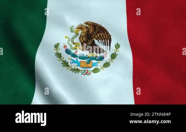 Realistic Ultra-HD flag of the Mexico waving in the wind. Seamless loop ...