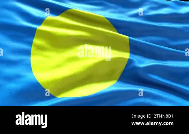 4k render Palau Flag video waving in wind. Palau Flag Wave Loop waving ...
